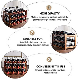 BESPORTBLE Wooden Wine Storage Rack Stackable Wine Bottle Holder 3 Layer Rustic Wine Shelf Cabinet Display 12 Bottles Organizer for Home Bar Shop Countertop