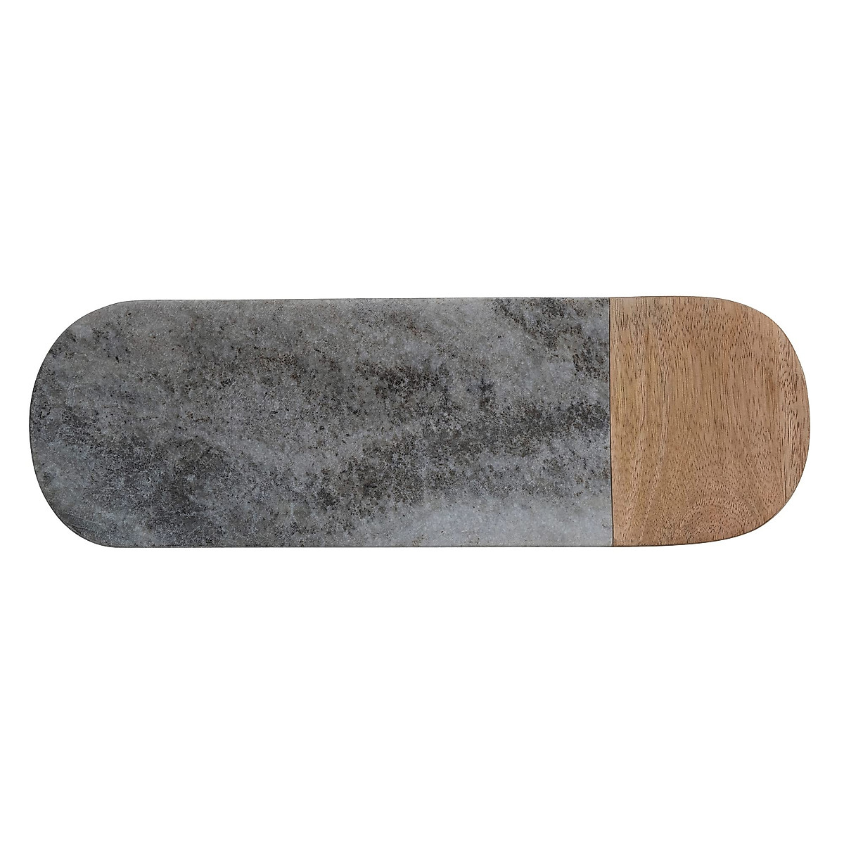Creative Co-Op Modern 2-Tone Marble and Wood Serving, Black and Natural Cheese/Cutting Board, Gray