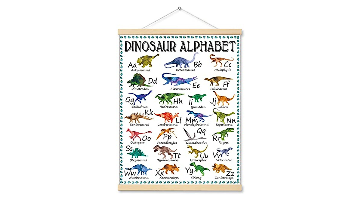 Dinosaur Alphabet Chart - Fun Educational Poster for Kids Classroom