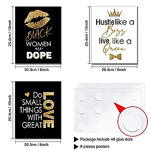 Inspirational Wall Décor Teen Black Girls Bedroom Décor Makeup Lash Lips Wall Art Poster, Motivational Design for African Women Bathroom Beauty Salon Room Spa Decor, 8 x 10 Inch, Unframed