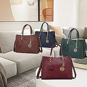 MKF Tote Bag for Women Vegan Leather Designer Handbag Shoulder Strap Lady Fashion Messenger Purse Grey