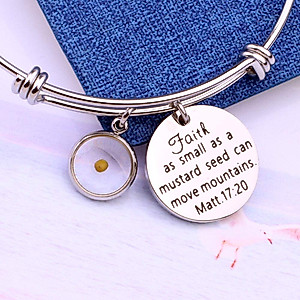Faith Mustard Seed Bracelet Faith Jewelry Christian Inspirational Gift, One Size, Metal