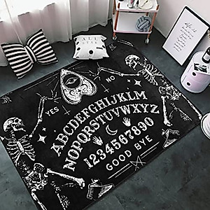 Luxury Soft Indoor Modern Area Rugs for Living Room Bedroom Kitchen Thick Anti-Slip Play Mats Floor Carpet, Vintage Skeleton Magic Board Black, 3 x 5 Feet