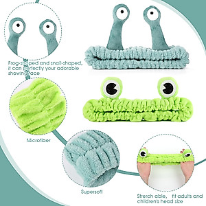 Molain 2Pcs Frog Headband Face Wash Headband, Spa Hair Bands Makeup Headbands Women Cartoon Cute Coral Fleece Elastic Headband Creative Hair Accessories for Washing Face Shower Sports Beauty Skincare