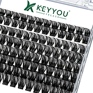 Lash Clusters,96 Pcs Cluster Lashes D Curl 10-18MIX DIY Lash Extensions Eyelash Clusters,KEYYOU Volume Wispy Individual Lashes Soft&Comfortable Easy DIY at Home(Y01,D-10-18MIX)