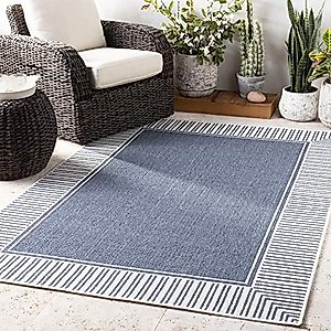 Artistic Weavers Hampshire Solid Border Outdoor Area Rug,8'10" Square,Denim