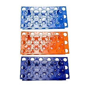 3PCS 28 Well Centrifuge Tube Rack for 10ml/15ml/50ml Laboratory Plastic Tube Rack Holder Colors Light Blue, Orange, Deep Blue