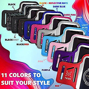 TRIBE Running Phone Holder Armband. iPhone & Galaxy Cell Phone Sports Arm Bands for Women, Men, Runners, Jogging, Walking, Exercise & Gym Workout. Fits All Smartphones. Adjustable Strap, CC/Key Pocket