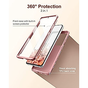 SURITCH Phone Case for Samsung Galaxy S21 Ultra 6.8 inches Slim Fit, Front Cover with Built-in Screen Protector Smooth Back Cover Full Body Protection Shockproof Bumper, Rose Marble