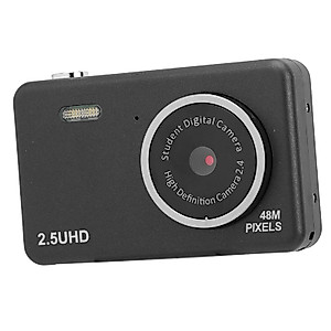 Compact Cute Dual Lens Digital Camera, 2.5K HD Selfie Camera with 8X Zoom for Students (Black)