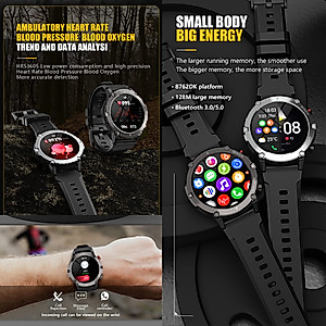 Asaile Military Smart Watch for Men(Call Receive/Dial), Outdoor Waterproof Tactical Smartwatch Bluetooth Dail Calls Speaker 1.32'' HD Touch Screen Fitness Tracker Android Phones and iPhone Compatible