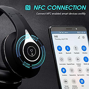 August EP640 Bluetooth Headphones - Wireless Over Ear Headphones with aptX / NFC / 3.5mm Audio In / Headset Microphone - Black