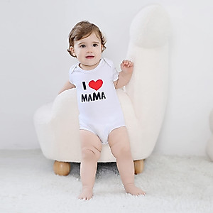 ZAV Unisex Infant Baby Clothes Twins I Love Papa I Love Mama Short Sleeve Bodysuit
