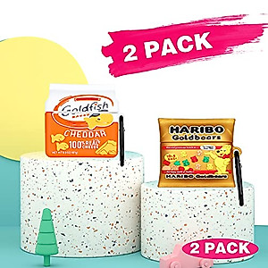 2 Pack Gkv for Airpods 3 Case for Airpod 3 (2021) Cover Unique Funny Fun Cute 3D Food Design Air Pods 3rd Generation Silicone Shell Cases for Girls Teen Boys Kids Gold Bear+Fish Biscuits