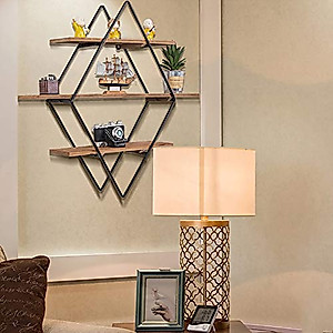 RiteSune Geometric Diamond Wall Shelves, 3 Tier Hanging Floating Display Shelf Decor for Bedroom Living Room Office, 24"X23.5"X6"