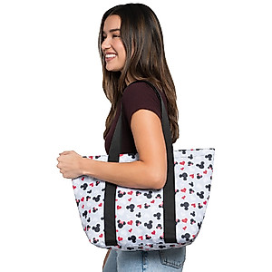 Disney Tote Mickey & Minnie Mouse Icon Print Zipper Travel Bag (Grey)