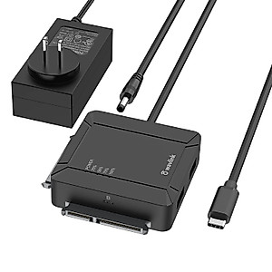 WAVLINK SATA III to USB Adapter Cable, USB C to Dual Bay SATA 3 Converter for 2.5"/3.5'' External Hard Drive HDD/SSD Connector with 2X USB Ports and 12V Power Adapter, Max 2x18 TB