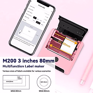Phomemo Label Makers- M200 Label Printer Machine with 3 Paper,2023 Upgrade 3 Inch M110 Label Maker,WiFi Bluetooth Thermal Label Printer,Phone Support,for Android iOS System,for Shipping,Labeling- Pink