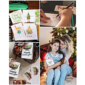 Poever Blank-Cards-and-Envelopes 60 Pack - 5 x 7 Folded Cardstock with A7 White Envelopes-for-Invitation, Heavyweight Blank-Note-Cards-and-Envelopes Self Seal Printable for Greeting Party Birthday