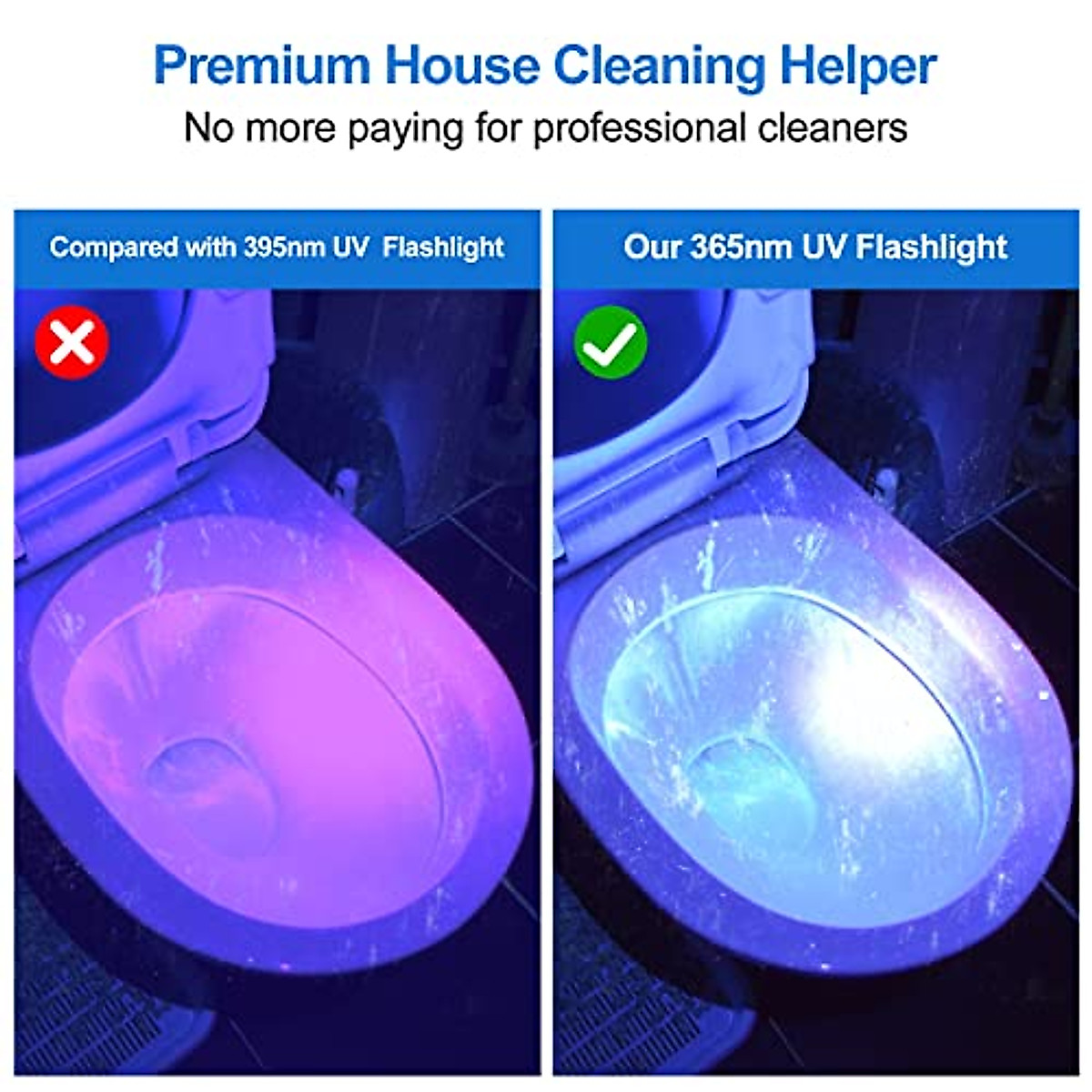 Vansky X7 Pro 365nm UV Light Blacklight Flashlights: LED Black Light Flashlite Professional Ultraviolet Flashlight Pet Urine Detector for Dog Cat, Resin Curing and Rock Hunting(Batteries are Included)