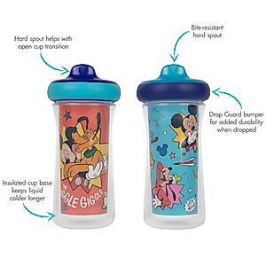 The First Years Disney Mickey Mouse Kids Insulated Sippy Cups - Dishwasher Safe Spill Proof Toddler Cups - Ages 12 Months and Up - 9 Ounces - 2 Count