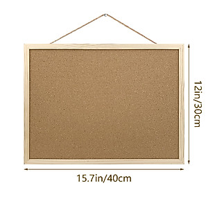 Cork Board Bulletin Board, 15.7"X 12" pin Boards for Walls, Oak Wood Finish Frame, Wall Mounted Cork Board for Office Home and School(Pins, Eye Bolts, gaskets, Screws)