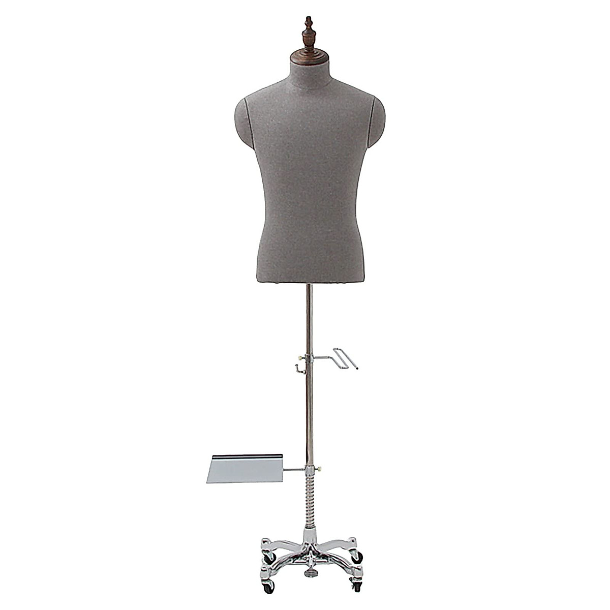 LXLA Rolling Male Mannequin with Wheels Base, Shoe & Pants Rack, Clothing Store Display Manikin Half-Body Adjustable Height, Tailor's Dummy for Cloakroom ( Color : Silver Base Stand )