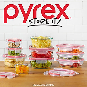 Pyrex Freshlock 10-Pieces 4-Cup Glass Food Storage Containers Set, Airtight & Leakproof Locking Lids, Freezer Dishwasher Microwave Safe