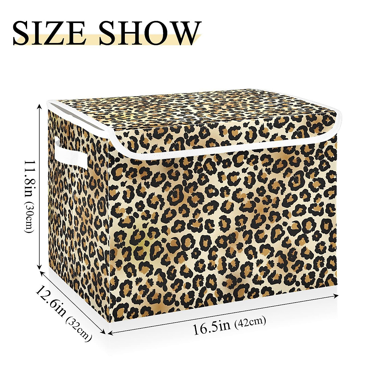 Kigai Fashion Colorful Leopard Animal Print Storage Bin, Storage Baskets with Lids Large Organizer Collapsible Storage Bins Cube for Bedroom, Shelves, Closet, Home, Office 16.5 X 12.6 X 11.8 Inch
