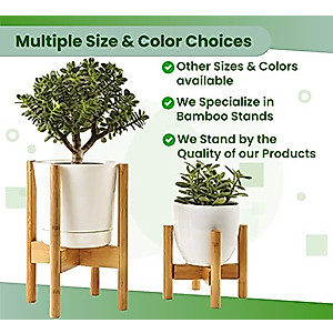ZPirates Plant Stand Indoor - Bamboo Wood, Full Adjustable, Holds 8 10 and 12 Inch Planter Pots - Holder for Plants and Flowers