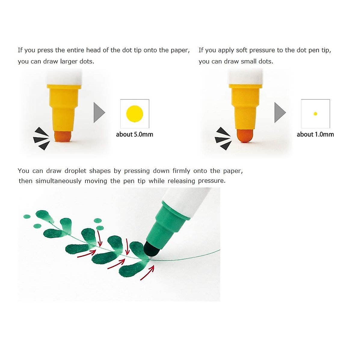 Kuretake Zig Clean Color Dot Pens Water Based Marker, 12 Colors Set (TC-6100/12V)