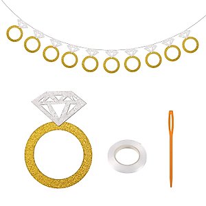 Diamond Ring Banner, Engagement Banner Wedding Engagement Bachelorette Party Decoration Gold and Silver Party Banner Bride to be Decorations for Bridal Shower Decorations