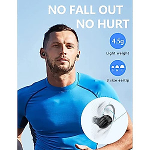 Bluetooth Earphone In-Ear, Wireless Earbuds Touch Control with Microphone, Bluetooth 5.2 Noise Cancelling Headphones, HiFi Stereo, IP67 Waterproof, LED Display Fast Charging Case, for Sport and Work.