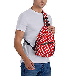 Red White Polka Dot Sling Bag Crossbody Travel Hiking Backpack Daypack for Women Men Unisex，Shoulder Chest Bags Cycling Gym
