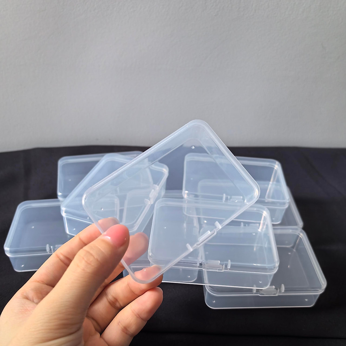 VANZBON Clear Plastic Storage Box, Beads Container With Hinged Lid Hardware Supplies (6pcs,8.5 * 6.*2.5cm)