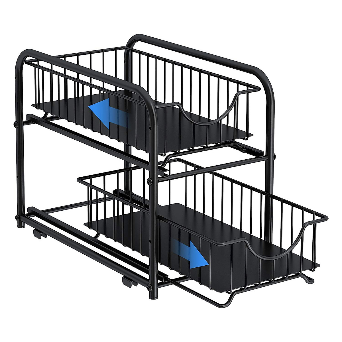 AIYAKA under sink storage 2 Tier Stackable Sliding Basket Organizer Drawer For Kitchen And Bathroom/Cabinet Drawers,2-piece,black