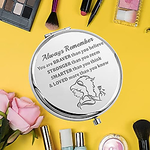 KEYCHIN Beauty Beast Movie Pocket Mirror Princess Belle Fans Gifts Always Remember You are Braver Stronger Smarter Than You Think Compact Makeup Mirror for Women Girls Teenagers (Beauty Beast Mirror)