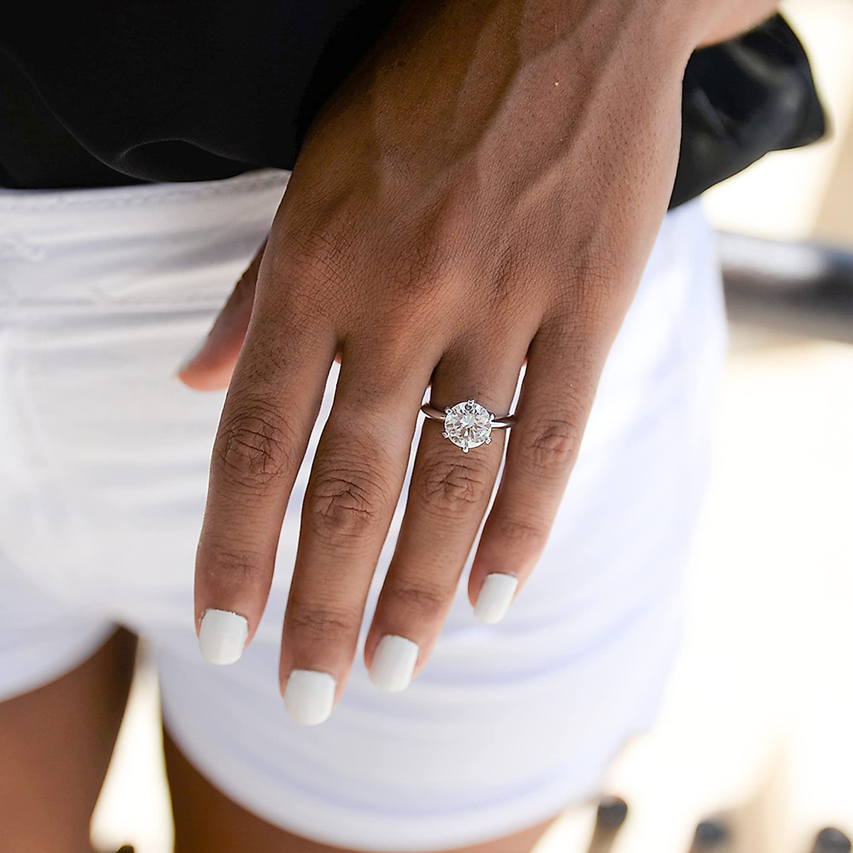 espere 3 Ct CZ Solitaire Engagement Ring Sterling Silver White Gold Plated Size 5