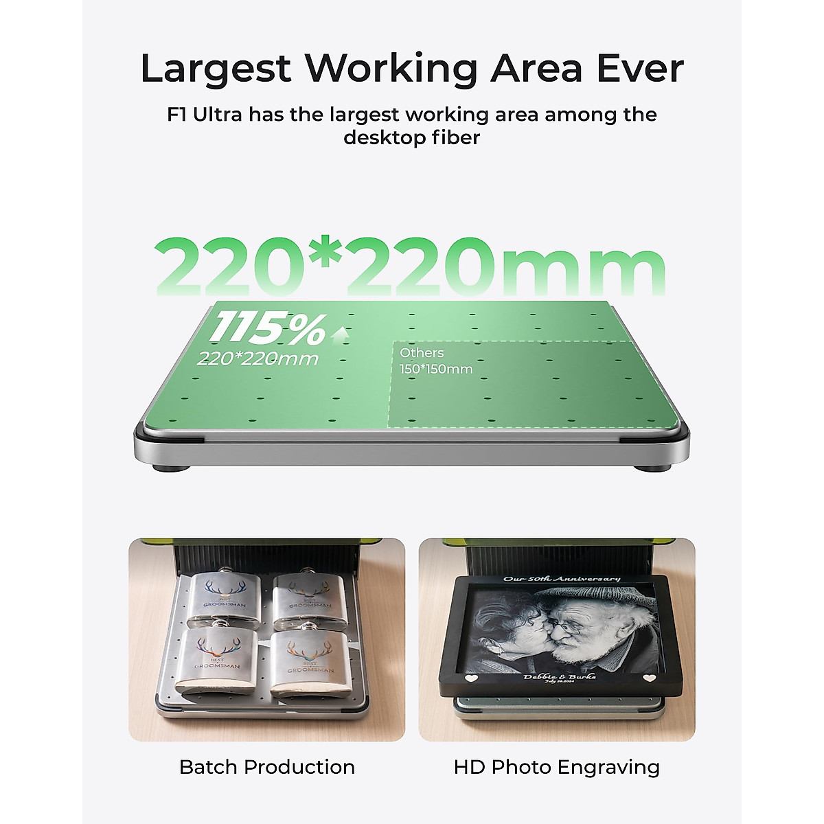 xTool F1 Ultra 20W Fiber & Diode Dual Laser Engraver, 10000mm/s Ultra Fast Laser Engraver and Cutter Machine for Jewelry, Metal, Wood, with Smart Camera, Auto Streamline, 3D Engraving Machine