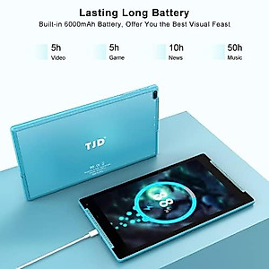 TJD 10.1 inch Tablet,Android Tablets,2GB RAM 32GB ROM, Quad Core Processor, HD IPS Screen, 2.0MP Front+5.0MP Rear Camera,Google Tablet, Wi-Fi, Bluetooth, MT-1011QU, Blue