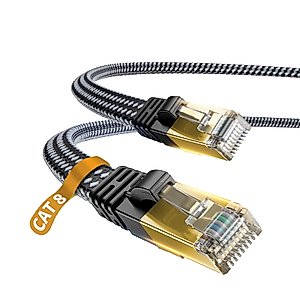 Cat 8 Ethernet Cable, DanYee Nylon Braided 10ft High Speed Network Cable LAN Cable Wires CAT 8 RJ45 Ethernet Cable Cord 3ft 10ft 16ft 26ft 33ft 50ft 66ft 100ft (Black 10ft)