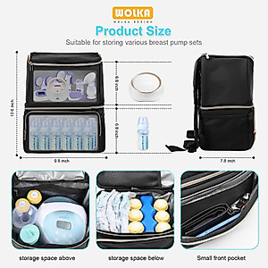 Wolka Breast Pump Bag with Dual Insulated Compartments & Removable Divider,Breast Milk Cooler Travel Bacpak with 50 cans Capacity,Fit Most Breast Pumps Like Medela, Spectra S1,S2, Evenflo