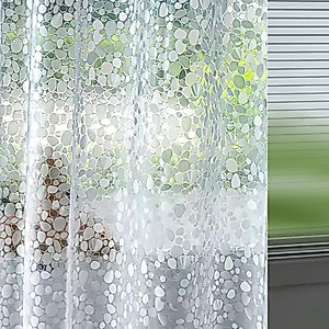 Ga-Geetopia Extra Long - EVA Clear Shower Curtain Liner, Pebble Pattern 72x80 Inch Lightweight Plastic Bathroom Shower Showroom Inner Curtain with Rustproof Metal Grommets and Weighted Magnets