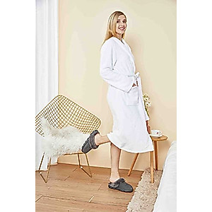 CLPP'LI Womens Slip on Faux Fur Warm Winter Mules Fluffy Suede Comfy Slippers-Grey-8