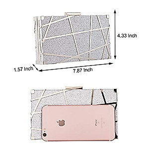 Tanpell Women Evening Bags Sparkling Handbag Metal Hollow Designer Wedding Party Clutch Purse Silver
