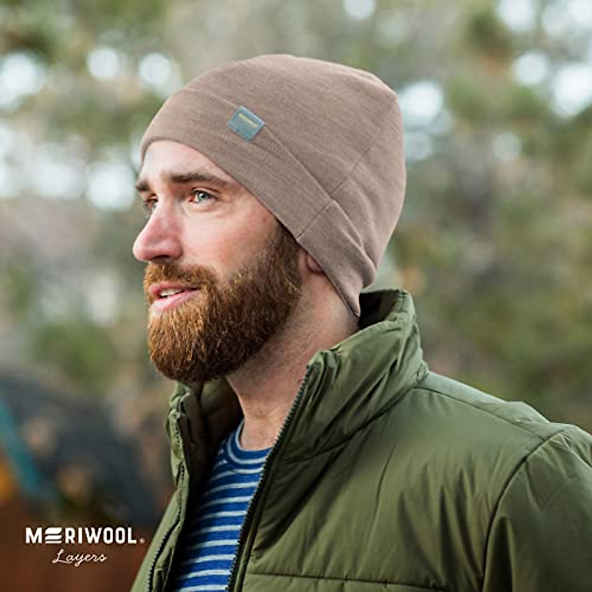 MERIWOOL Unisex Merino Wool Cuff Beanie Winter Hat for Men and Women Khaki