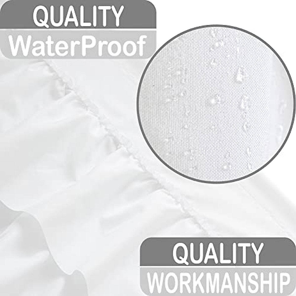 WestWeir White Ruffle Kitchen Valances for Windows- Valance Curtain for Living Room,Farmhouse Decor 50 w x 18 inch Length 1 Panel