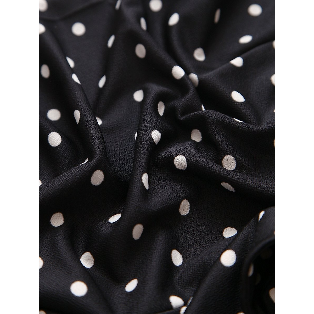 CISMARK Women's Casual Polka Dot Short Sleeve Round Neck Work Pencil Dress Black L