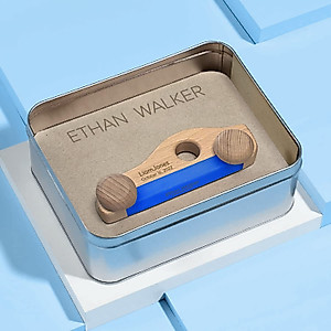 Ethan Walker Personalized Racecar Gift with Babys Name - A Perfect Keepsake Toy for Newborn Babies, 1st Birthday Baptism Christmas Boy or Girl Room Decor - Mom Will Love - Wooden Blue