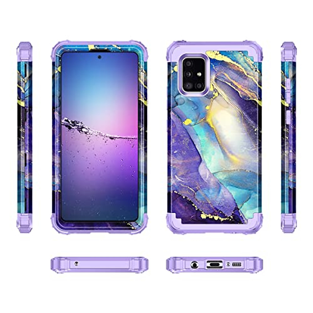 Rancase for Galaxy A51 5G Case,Three Layer Heavy Duty Shockproof Protection Hard Plastic Bumper +Soft Silicone Rubber Protective Case for Samsung Galaxy A51 5G,Purple